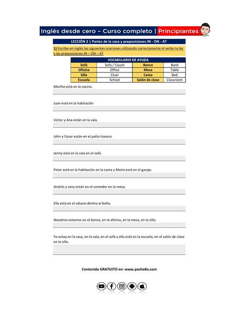 LECCIÓN 2 PARTES DE LA CASA Y PREPOSICIONES IN ON | El-cajon | uDocz