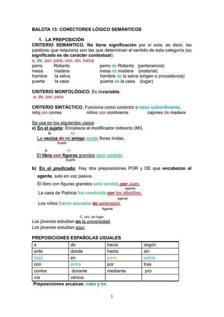TEMA 13 CEPRU PREPOSICI N Y CONJUNCI N docx | Albert | uDocz