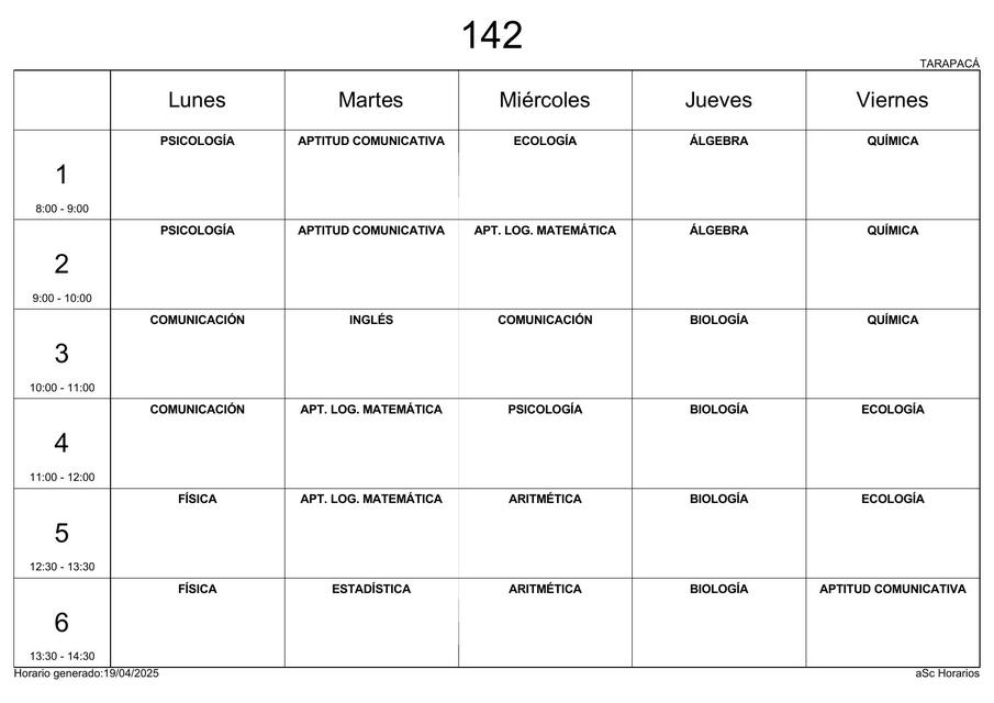 HORARIO 142 | Rojas Crispín Isamar | uDocz
