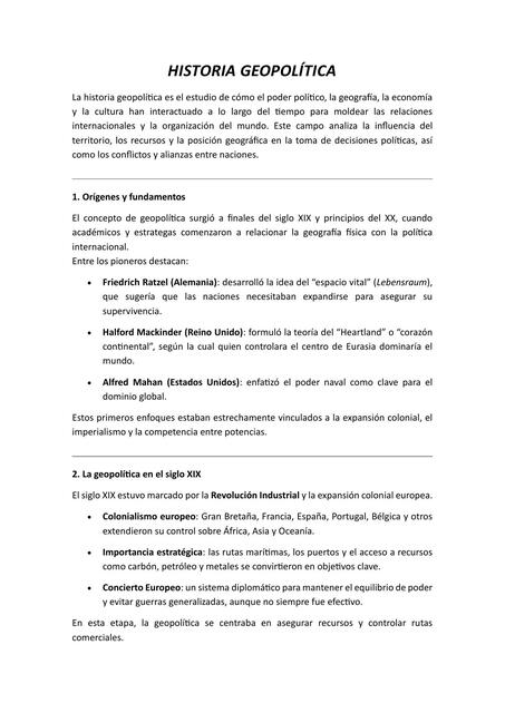 Resumen de historia geopolítica | Todo sobre Historia | uDocz