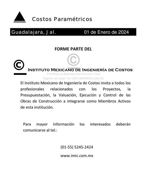 Costos Paramétricos IMIC | Jorge Jesus | uDocz