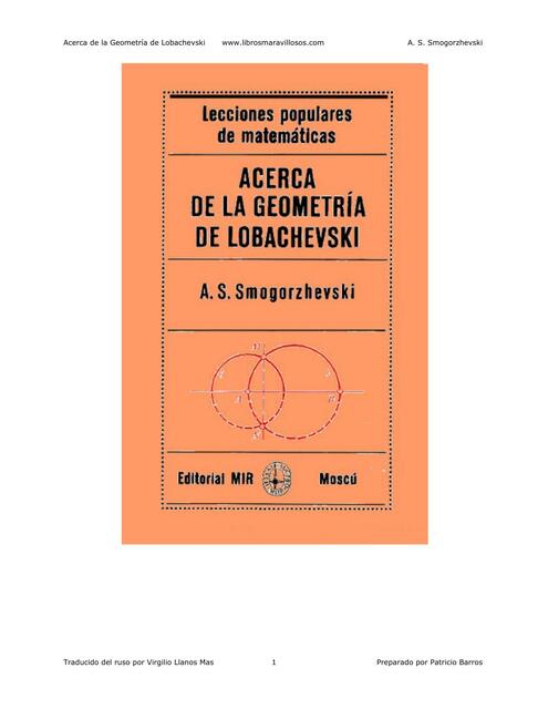 Acerca de la Geometria de Lobachevski A S Smogorzh | Daniel Belfiore ...