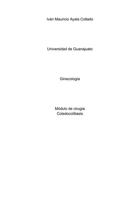 Coledocolitiasis | Iván Ayala Collado | uDocz