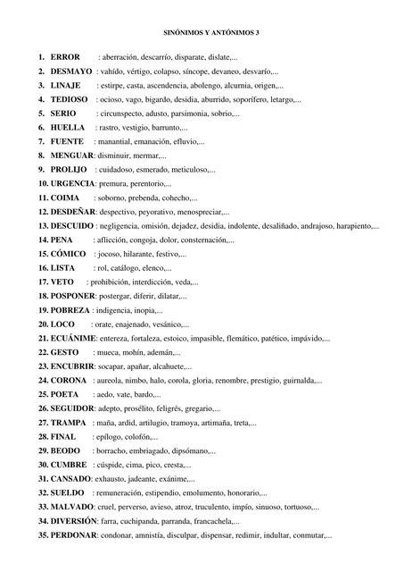 Sinónimos y antónimos 3 | Albert | uDocz