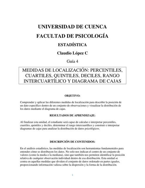 Medidas de localización: Percentiles, cuartiles, quintiles, deciles | PsicoNotas | uDocz