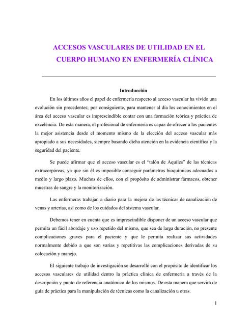 ACCESOS VASCULARES DE UTILIDAD EN EL CUERPO HUMANO | Tunia Eddy | uDocz