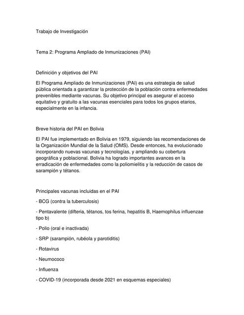 Programa Ampliado de Inmunizaciones PAI | Soto Barrientos | uDocz