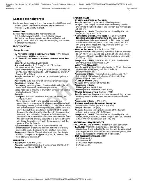 2 USP Lactose Monohydrate | Georgina Vigilia Perales Muñico | uDocz
