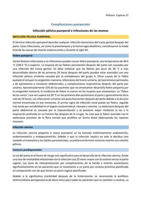 Resumen capitulo 37 Williams Obstetricia Cunningha | Elizabeth Morel ...