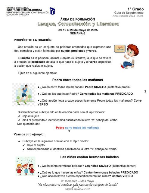 1ER GRADO GUÍA SEM 6 | liz | uDocz