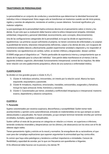 TRASTORNOS DE PERSONALIDAD | Azul Avalos | uDocz