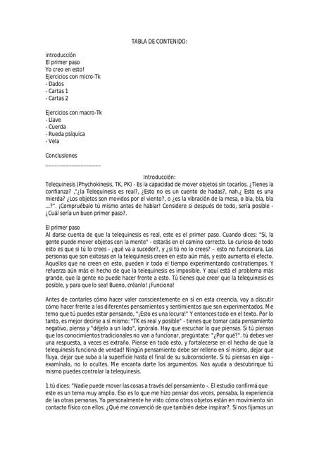 Manual De Telequinesis | Jorge V | uDocz
