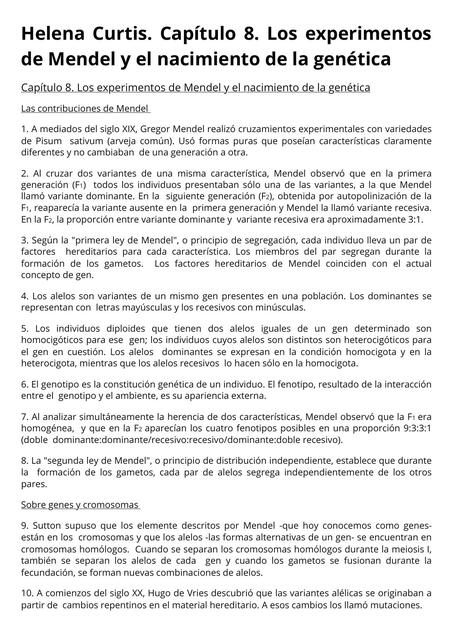 Helena Curtis Capítulo 8: Los experimentos de Mendel | HemoStudent | uDocz