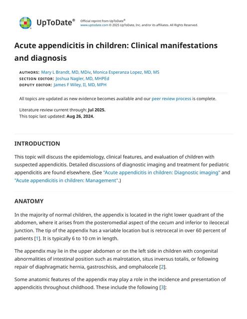 Acute appendicitis in children Clinical manifestat | JIMENEZ RODRIGUEZ | uDocz