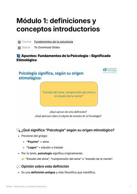 Fundamentos de la psicología (Módulo 1: conceptos introductorios) | Paola | uDocz