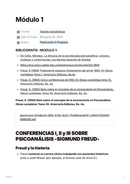 Teorías psicológicas (Módulo 1): Psicoanálisis | Paola | uDocz