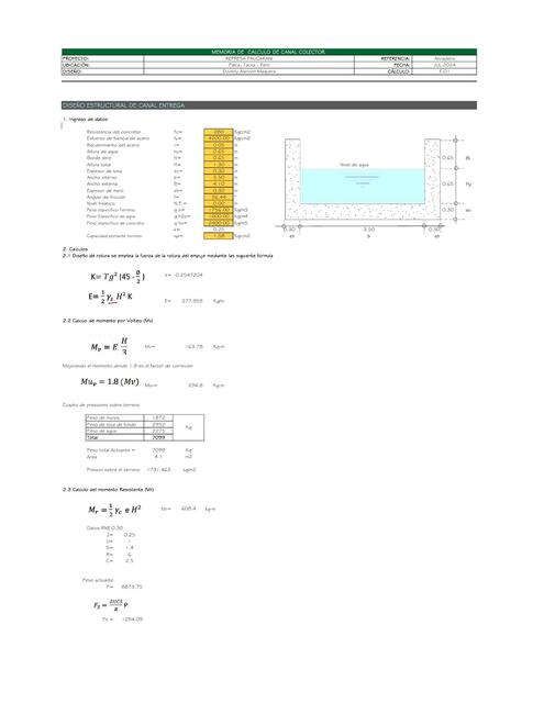 Memoria de calculo estructural Canal | Dam | uDocz