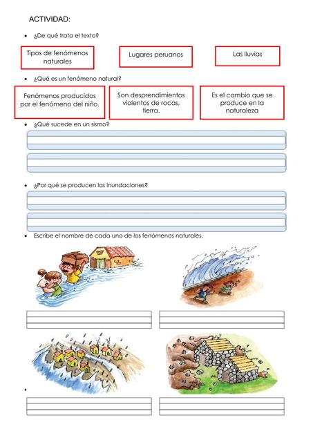 FICHA DE LOS FENOMENOS NATURALES 2DO | Yoseling ramirez flores | uDocz