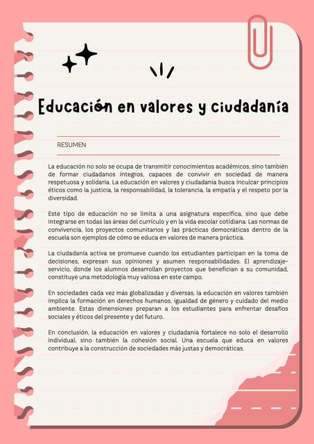 Educación en valores y ciudadanía | Educación Especial | uDocz