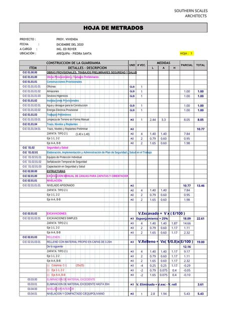 PLANILLA DE METRADO ESTRUCTURAS | Brandon | uDocz