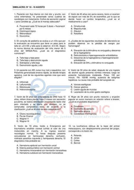SIMULACRO N 10 10 AGOSTO enam qxmedic | Afxtwin | uDocz