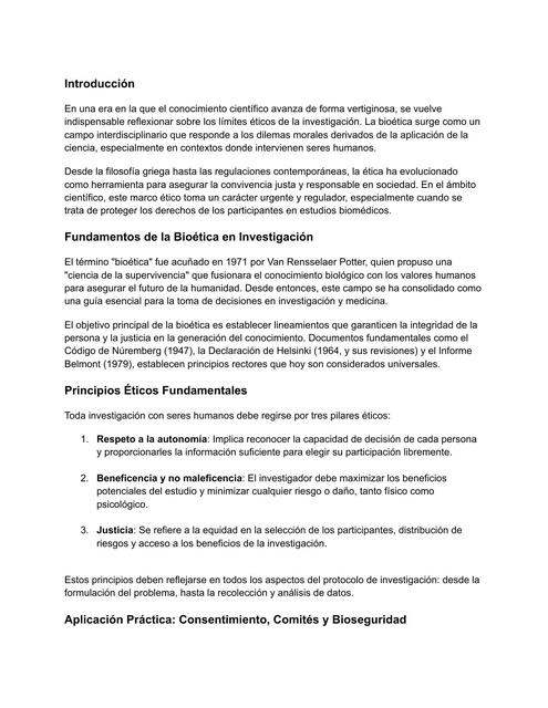 Bioética en Investigación | SARA PORTILLO | uDocz