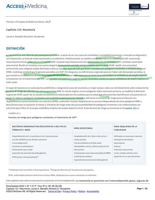 Capítulo 121 Neumonía Harrison | Laura Cristina Murillo Sánchez | uDocz