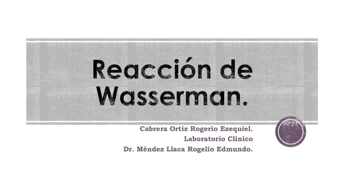 Reacción de Wasserman