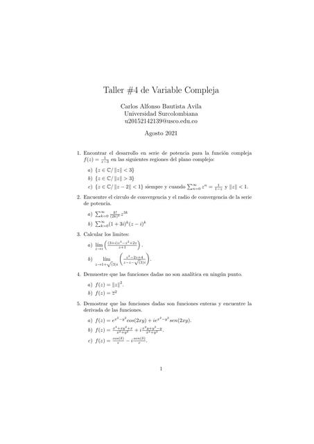 Taller 4 | EL MATEMATICO | uDocz