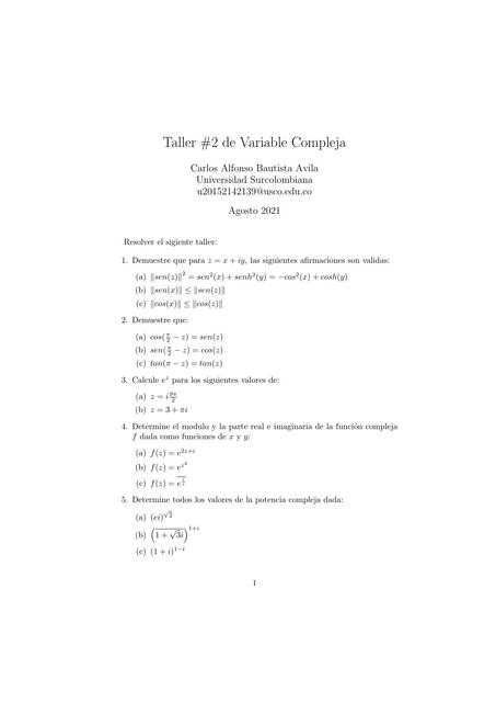 Taller 2 | EL MATEMATICO | uDocz