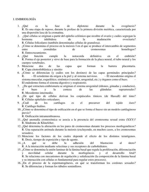 cuestionario 2 embriologia | Cristhian David | uDocz