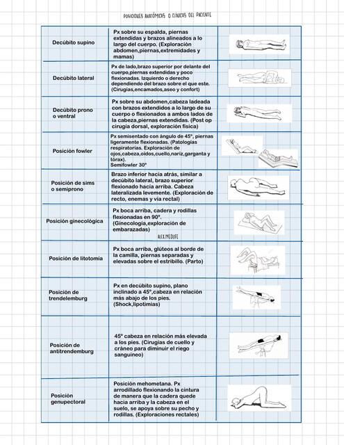 Posiciones anatómicas o clínicas del paciente | ALEXIS ZARAZÚA | uDocz