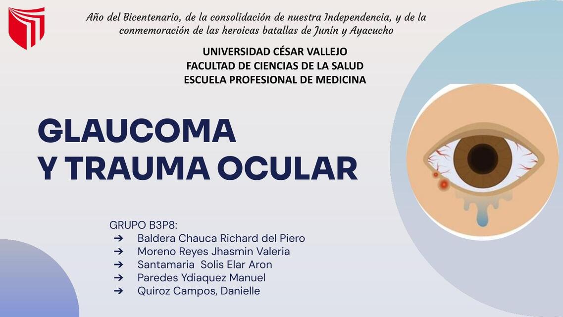 TRAUMA OCULAR Y GLAUCOMA pptx | Renzo vilchez | uDocz