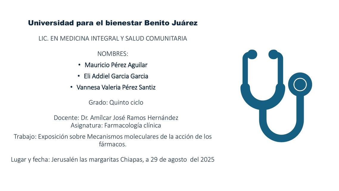 Mecanismos moleculares de la acción de los fármaco | Elí | uDocz