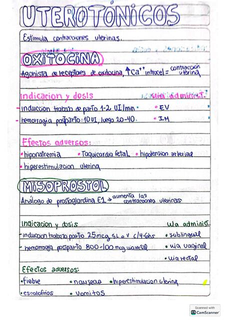 Tocolíticos y Uterotónicos | Sweet Study | uDocz