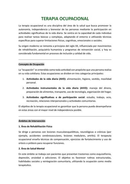 Terapia ocupacional | uDocz