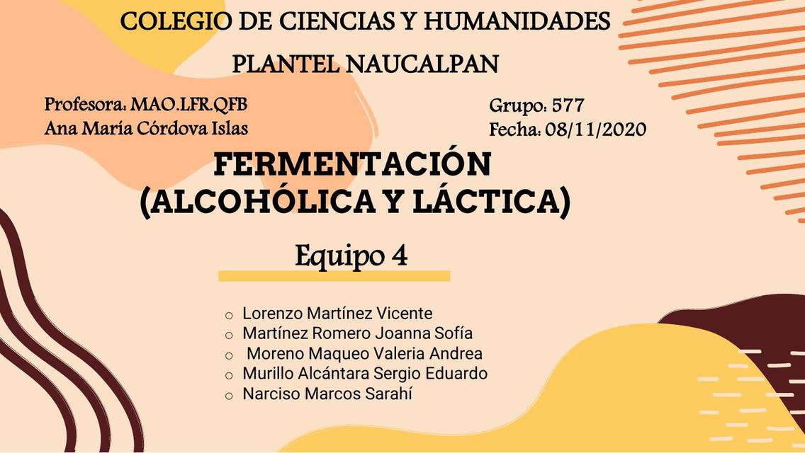 Presentación Fermentación láctica y alchólica | Sarahí Narciso Marcos | uDocz