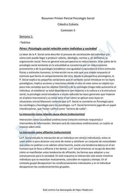 Resumen Psico Social 1er Parcial | Julia | uDocz