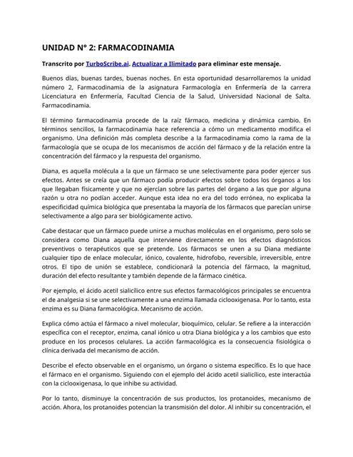 UNIDAD N 2 FARMACODINAMIA | Carla | uDocz