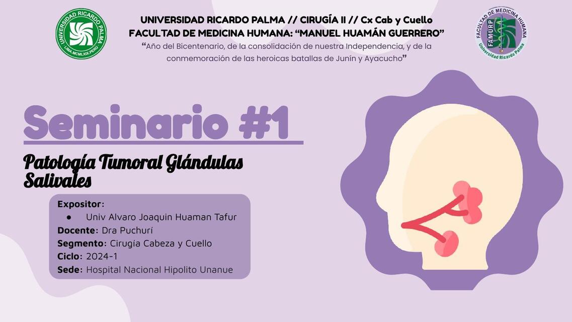 Seminario: Tumores de Glándulas (Cx Cabeza y Cuello) | Alvaro Joaquin | uDocz