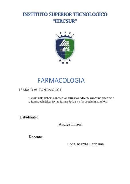 Farmacologia T A 1 2 Andrea Pinzon | Andrea | uDocz