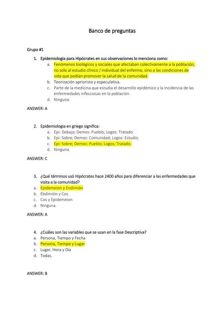 Banco de Preguntas Epidemiologia | MAYRA VERDEZOTO | uDocz