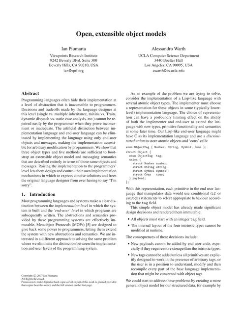 Open Extensible Object Models 2007 [pdf] Hackernews Udocz