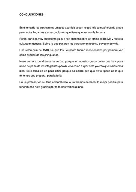 CONCLUSIONES YURACARE | Alexa Quiroz | uDocz