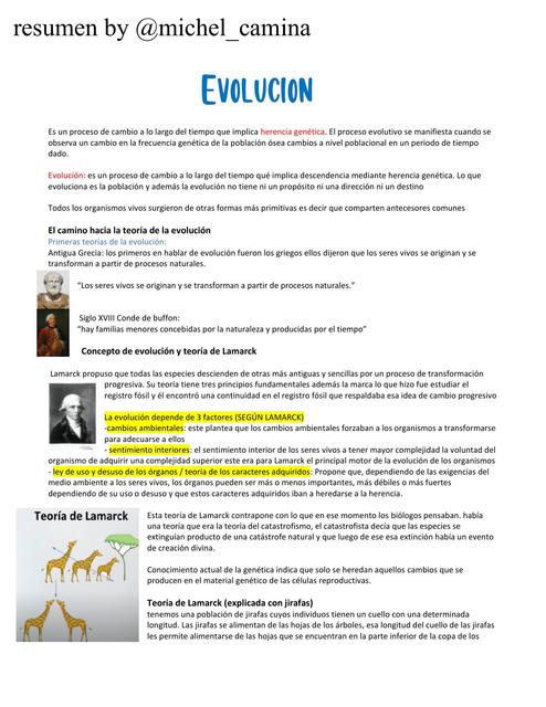 Evolución introducción Biología celular UBA XXI CBC | Michel C | uDocz