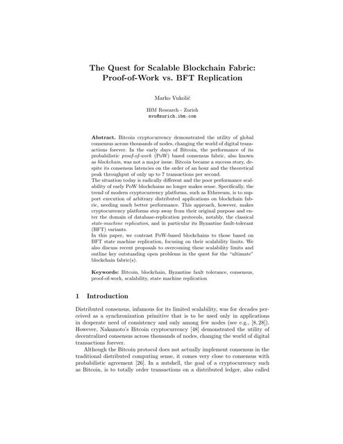 Scalable Blockchain Fabric Proof Of Work Vs Bft Replication Pdf Hackernews Udocz 8257