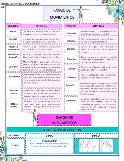 Rangos de movimiento | Movimientos articulares | Grados de movimiento | uDocz