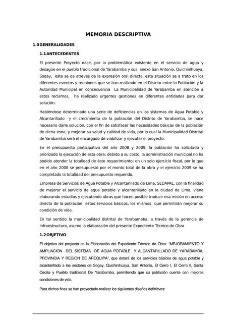 Memoria Descriptiva | Victor Ranilla E | uDocz