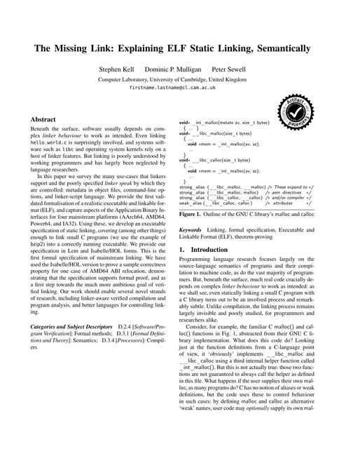 The Missing Link: Explaining Elf Static Linking, Semantically [Pdf ... The Missing Link: Explaining Elf Static Linking, Semantically [Pdf ...