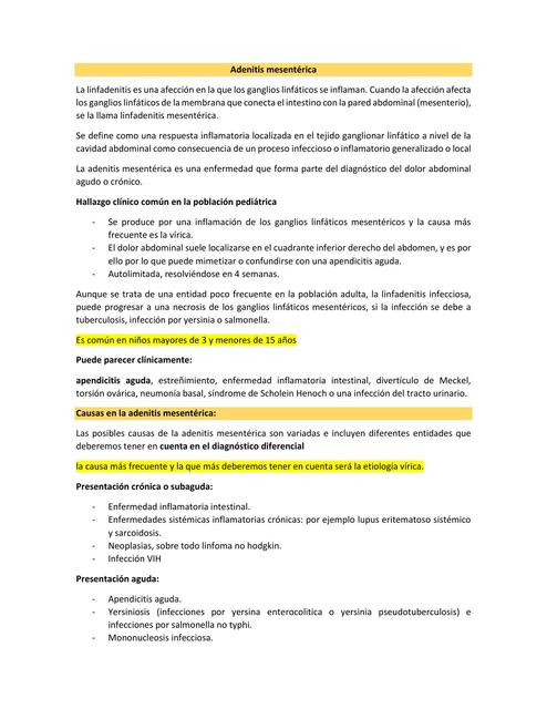 Adenitis Mesentérica En Pediatría Adenitis Mesenterio Udocz